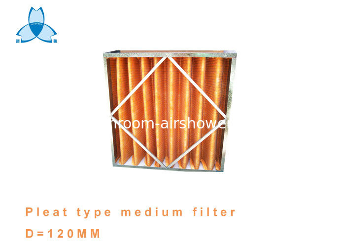 Metal Frame Pleat Type Medium Pre Air Filter Large Air Flow Low Pressure
