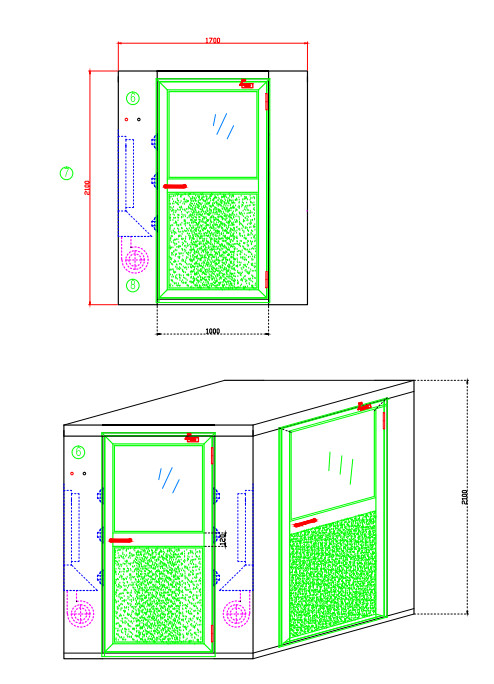 White Clean Room Air Showers For Three Persons , W1700xD1500xH2100mm