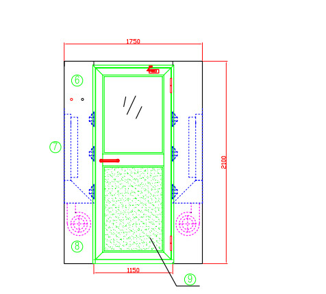 Automatic Blowing Stainless Steel Air Shower , Air Jet Shower 1150mm ...